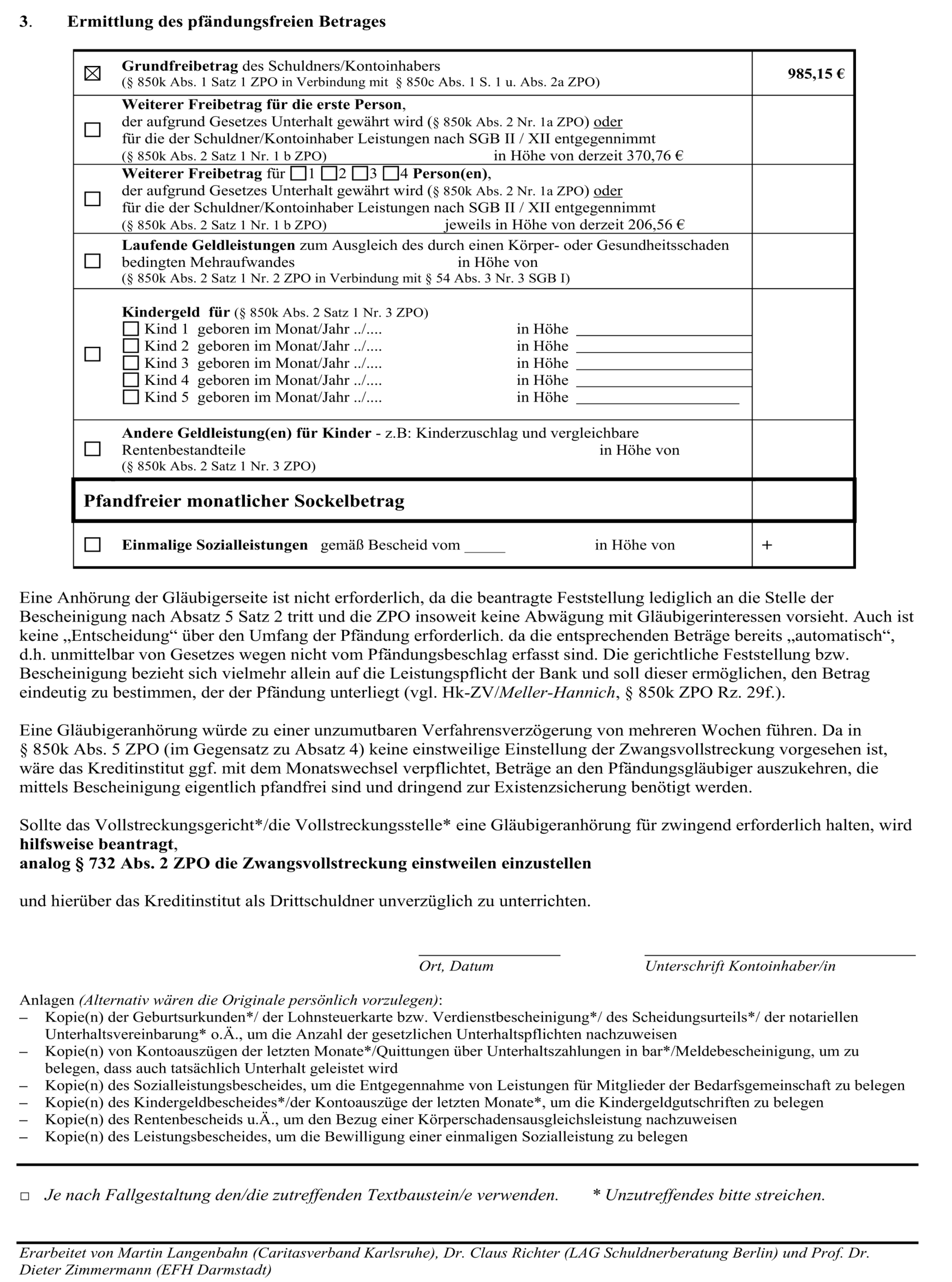 Formulierungshilfe für einen Antrag nach § 850k Abs. 5 Satz 4 ZPO – ZVI ...